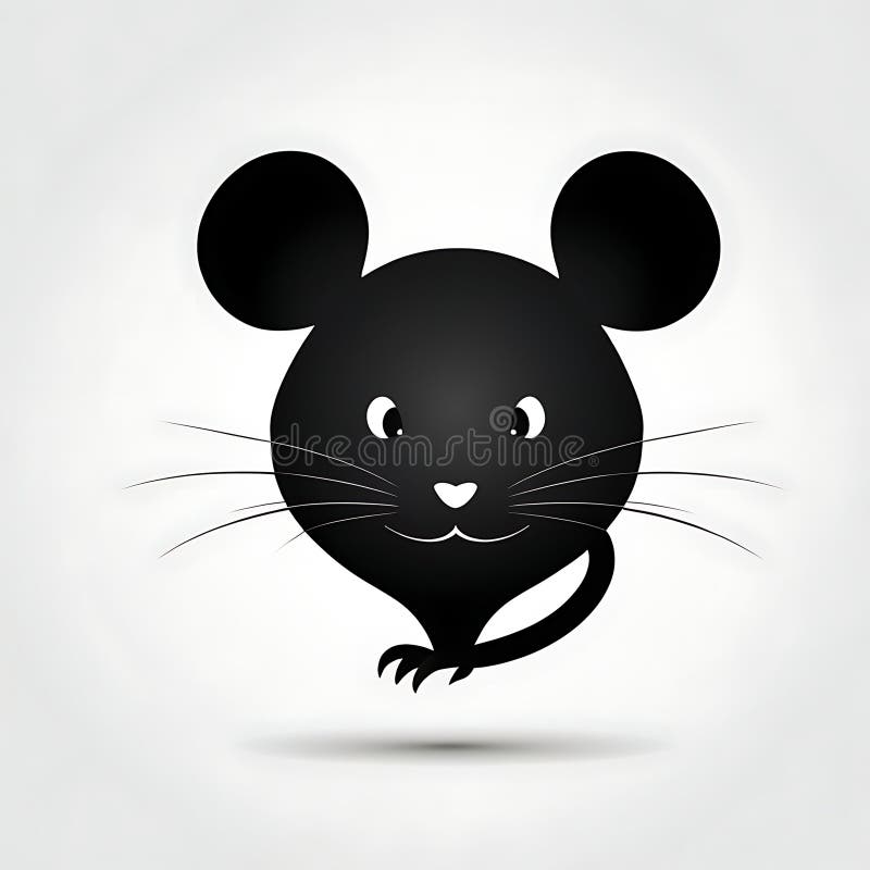 A Simple Black Silhouette of a Cute Mouse Stock Illustration ...