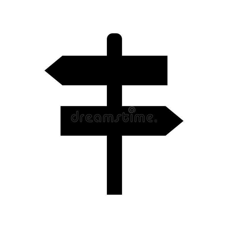 Simple Black Silhouette of a Double-sided Directional Sign Stock Vector ...