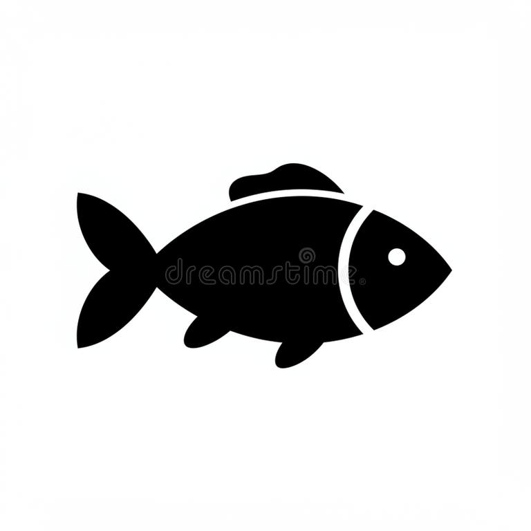 Simple Black Silhouette of a Fish with Distinct Features Such As a ...