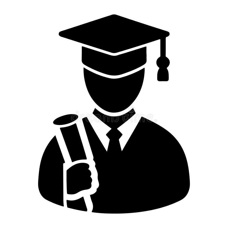 Graduate Student Icon Black and White Silhouette Stock Vector ...