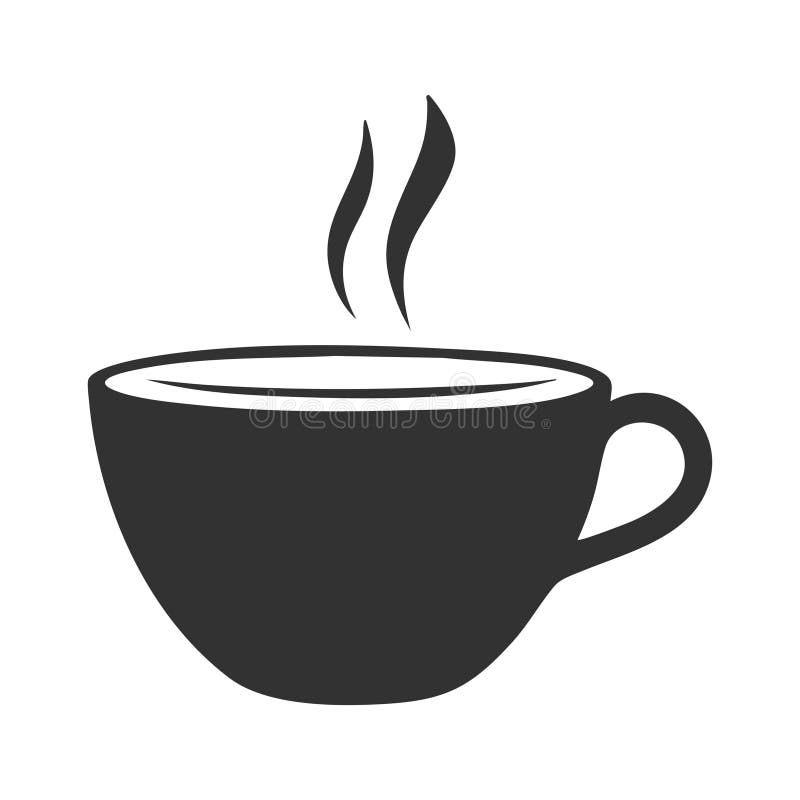 Simple Black Silhouette of a Steaming Coffee Cup Icon. Stock Vector ...