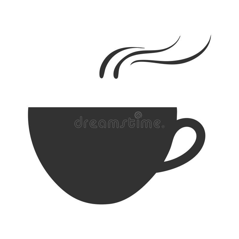 Simple Black Silhouette of a Steaming Coffee Cup Icon. Stock Vector ...