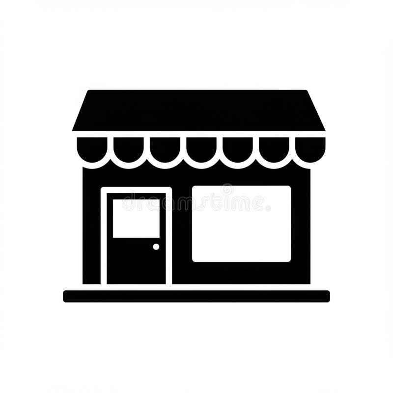 Simple Black Silhouette of a Storefront. Features a Rectangular ...