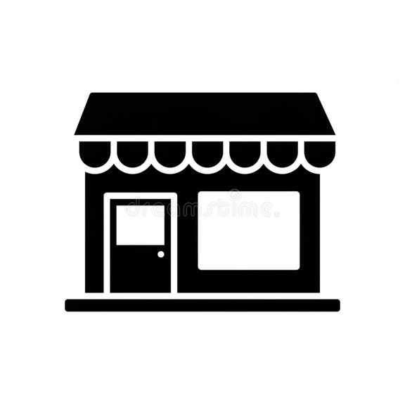 Simple Black Silhouette of a Storefront. Features a Rectangular ...