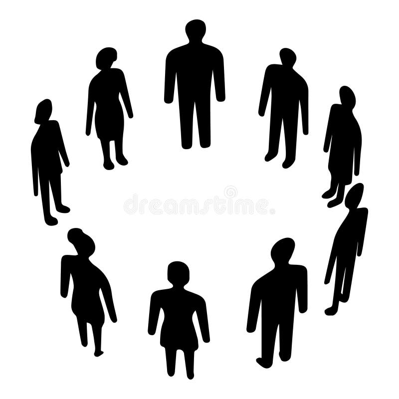 Group of People in a Circle, Flat Design Stock Illustration ...