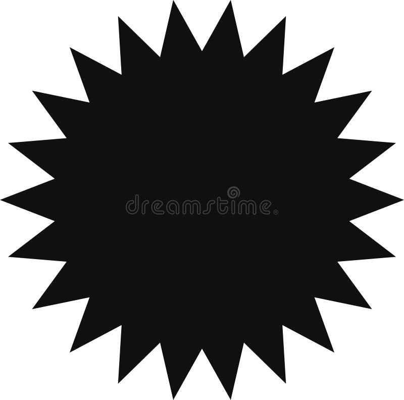 Simple Black Starburst Shape Features Numerous Sharp Points Radiating ...