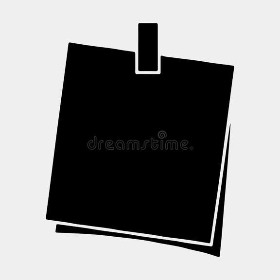 Simple Black Sticky Note with Clip Stock Vector - Illustration of ...
