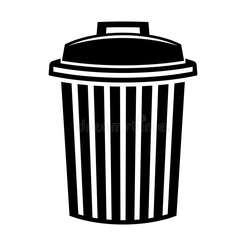 Simple Black Trash Can Icon for Clean Design Stock Vector ...