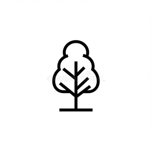 Simple Black Tree Line Icon on a White Background. the Design Features ...