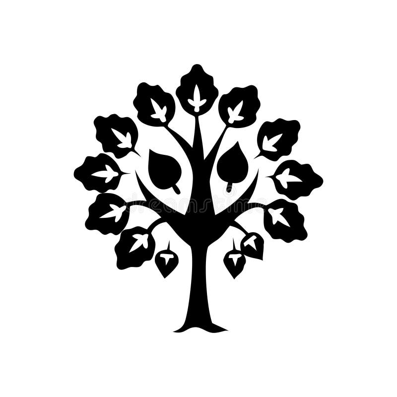 Black Silhouette Tree Vector Illustration on White Background Stock ...
