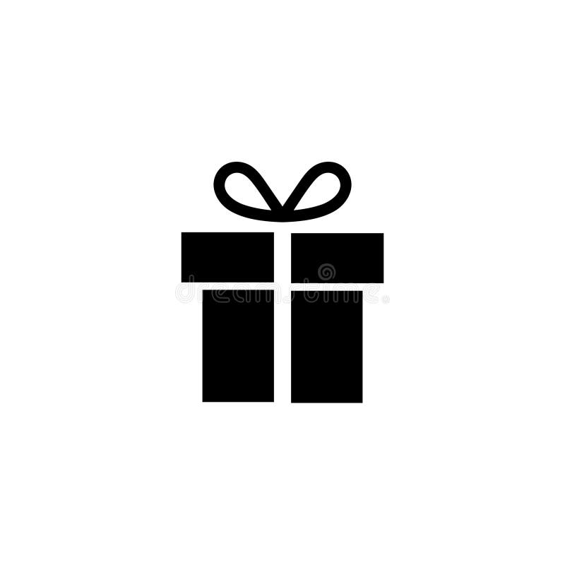 Simple Black Vector Icon of a Gift Box with Ribbon, Representing a ...
