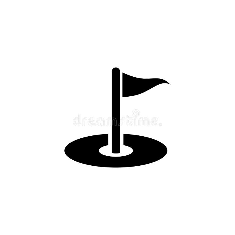 Simple Black Vector Icon of a Golf Flag in a Hole, Representing a Golf ...