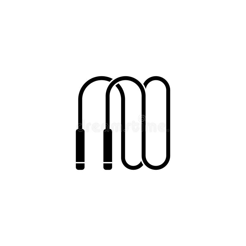 Simple Black Vector Icon of a Jump Rope, Representing Exercise and ...