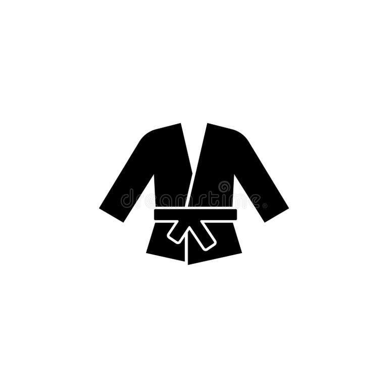 Simple Black Vector Icon of a Karate Gi with Belt, Representing Martial ...