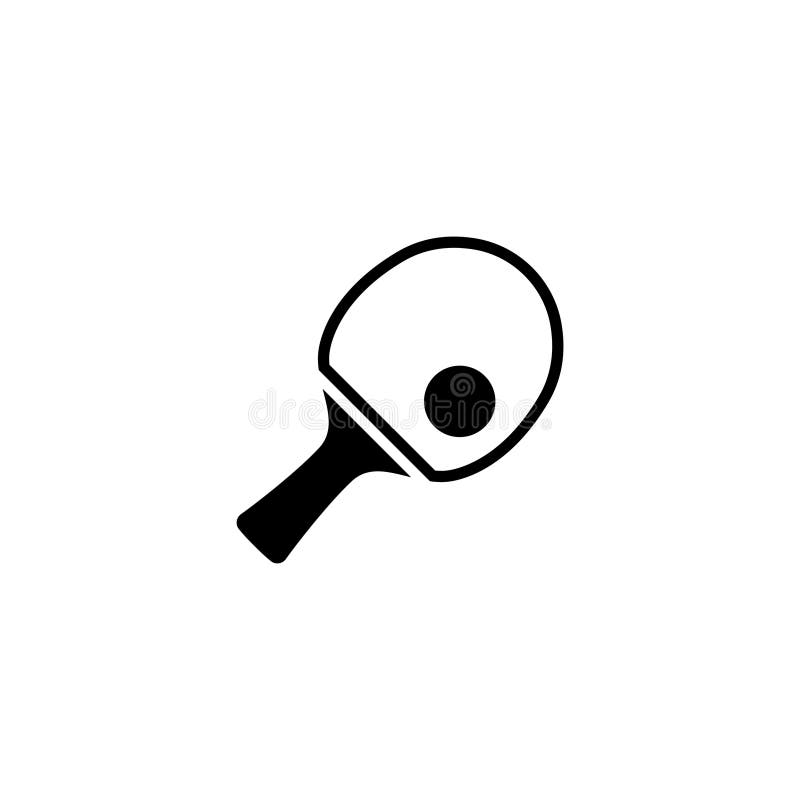 Simple Black Vector Icon of a Ping Pong Paddle with Ball. Stock ...