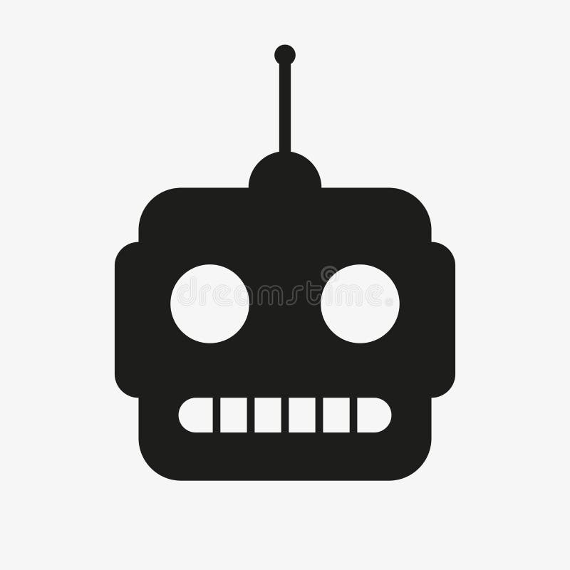 Simple Black Vector Icon of Robot Head Stock Vector - Illustration of ...