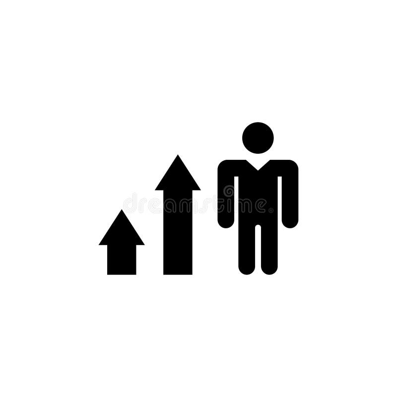 Simple Black Vector Icon Showing a Figure with Ascending Arrows. Stock ...