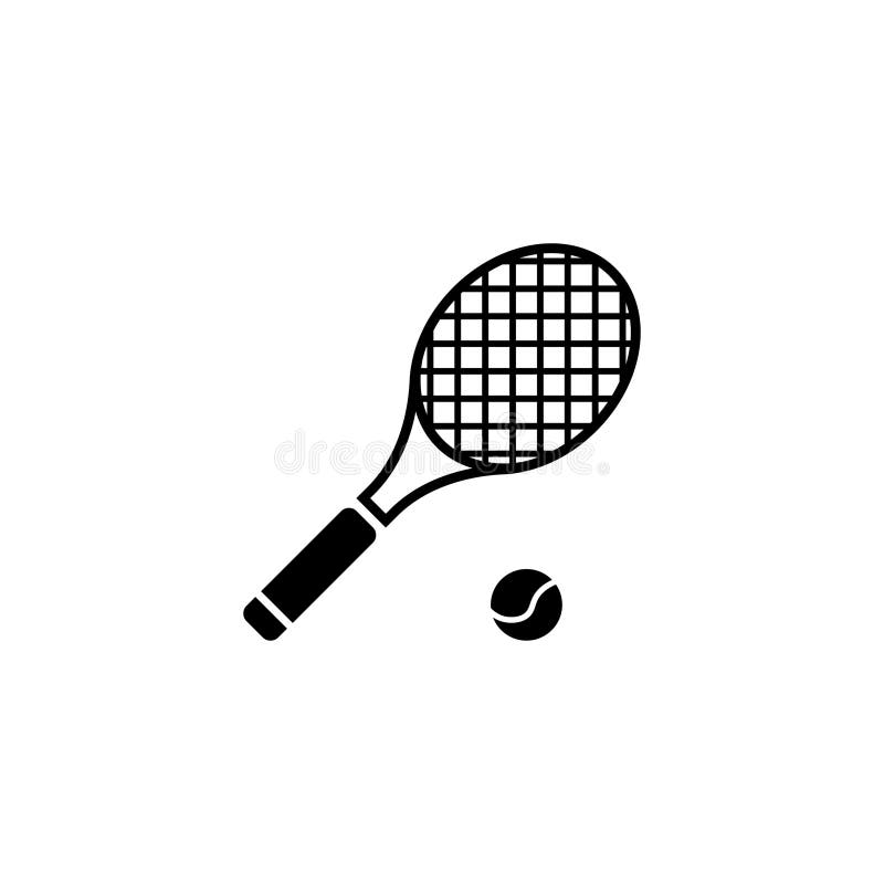 Simple Black Vector Icon of a Tennis Racket and Ball. Stock ...