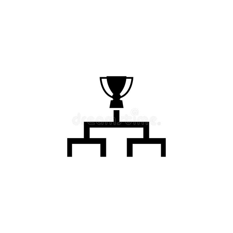 Simple Black Vector Icon of a Tournament Bracket with Trophy ...