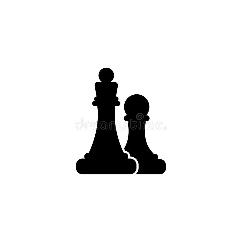 Simple Black Vector Icon of Two Chess Pieces, a King and a Pawn ...