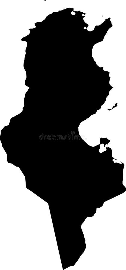 Black map of Tunisia stock vector. Illustration of contour - 218680152