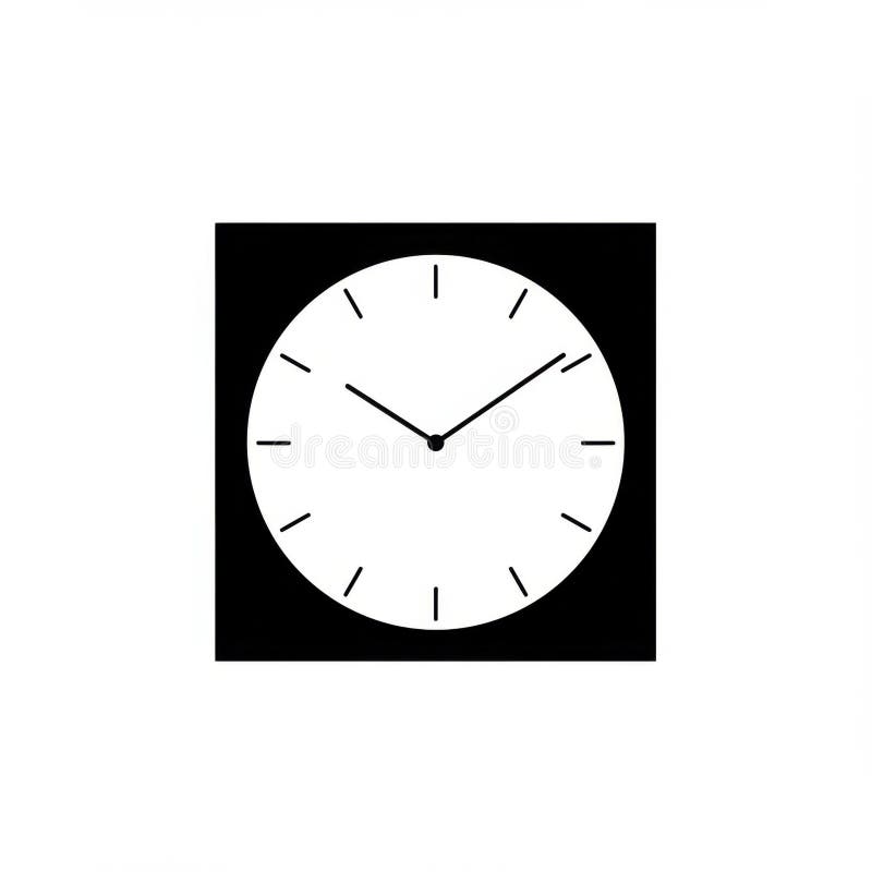 Simple Black and White Analog Clock Design Stock Illustration ...