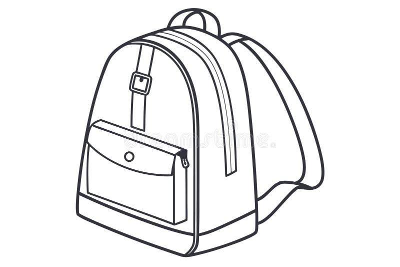 Simple Black and White Backpack Illustration, Showcasing a Modern and ...