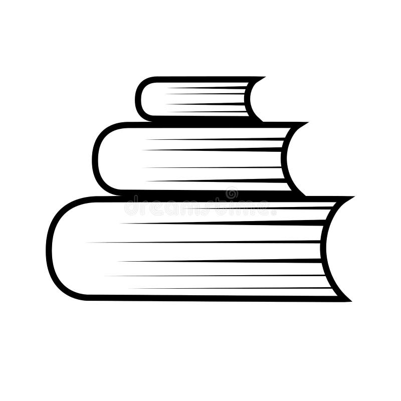 Simple Black and White Book Stack Icon Stock Illustration ...