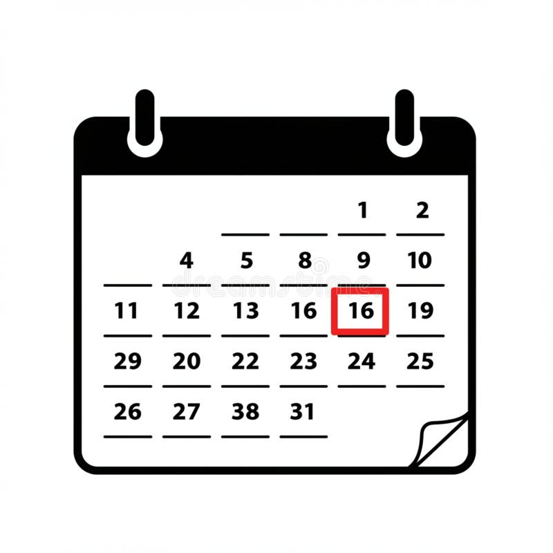 A Simple, Black-and-white Calendar Page with Thick Black Borders and ...