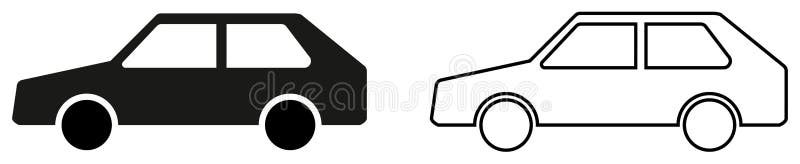 Simple Black and White Car Icon Stock Vector - Illustration of ...