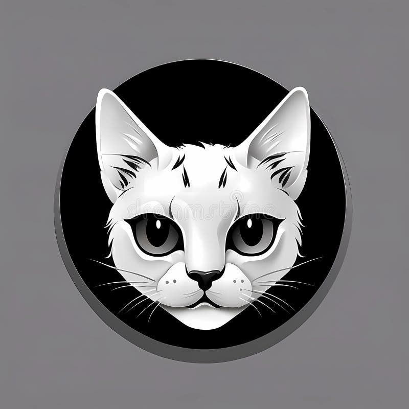 Simple Black and White Cat Head Logo. Stock Illustration - Illustration ...