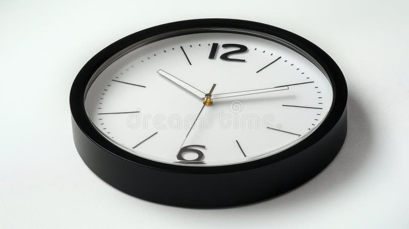 A Simple Black and White Clock on a Clean White Surface, Suitable for ...