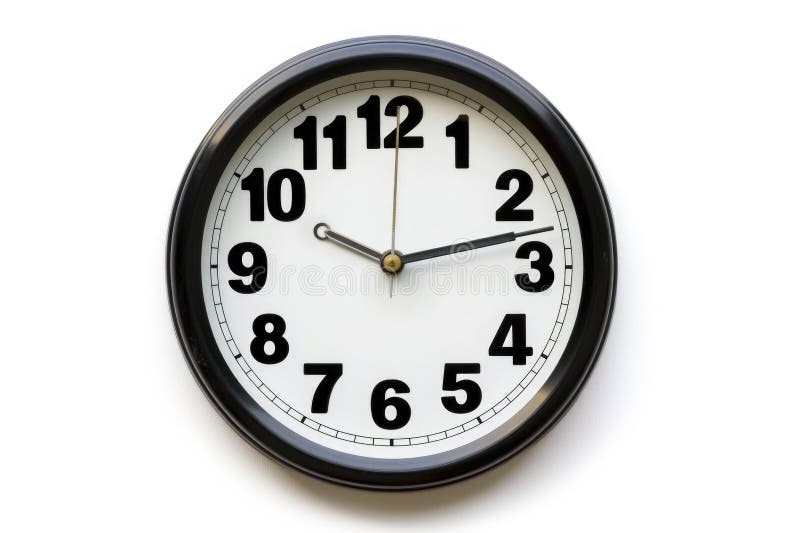 Simple Black and White Clock on a White Wall. Suitable for Interior ...