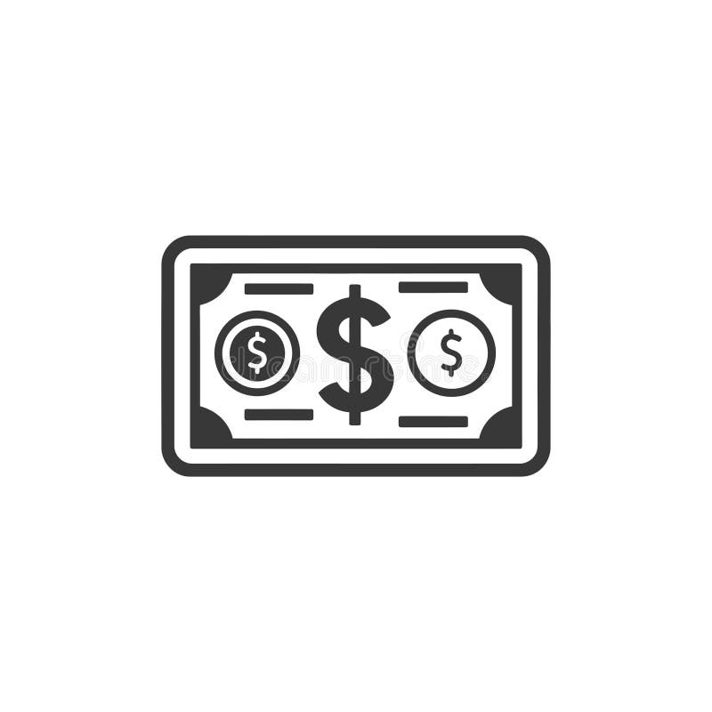 Simple Black and White Dollar Bill Icon Stock Vector - Illustration of ...