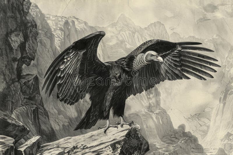 Simple Black and White Drawing of a Bird Perched on a Rock. Suitable ...