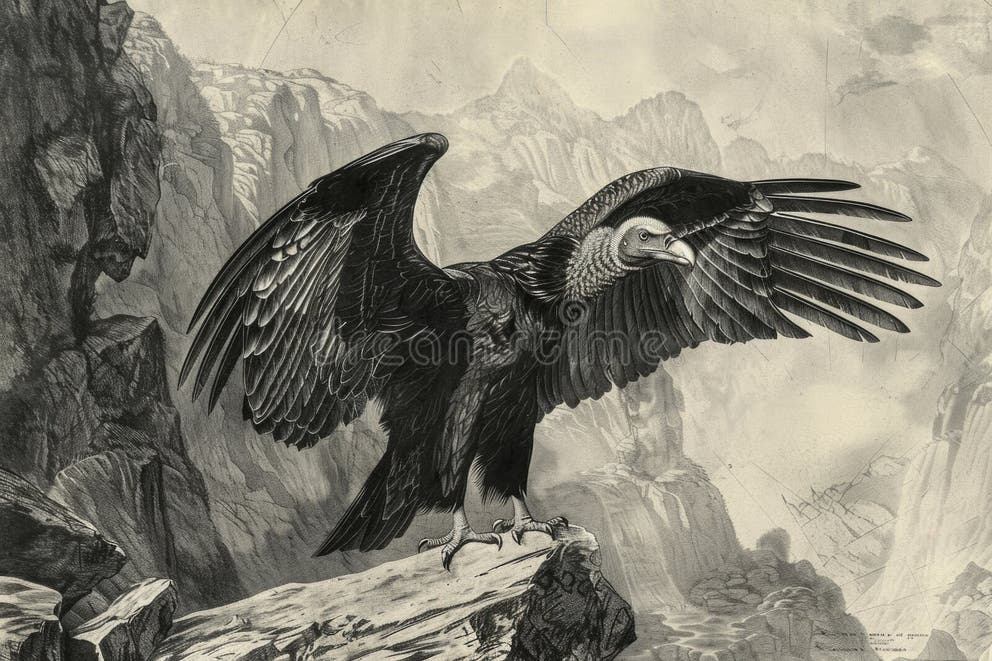 Simple Black and White Drawing of a Bird Perched on a Rock. Suitable ...