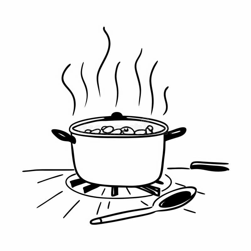 Soup Pot Sketch Black White Stock Illustrations – 326 Soup Pot Sketch ...