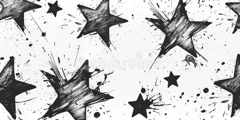 A Simple Black and White Drawing Featuring a Bunch of Stars. this ...