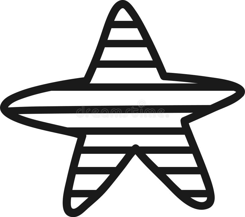 Simple Black and White Drawing of a Five Pointed Star with Horizontal ...