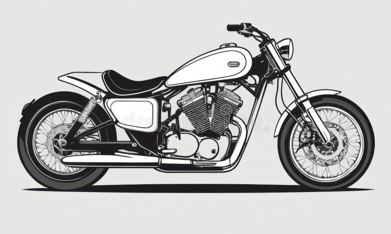 A Simple Black and White Drawing of a Motorcycle Stock Image - Image of ...