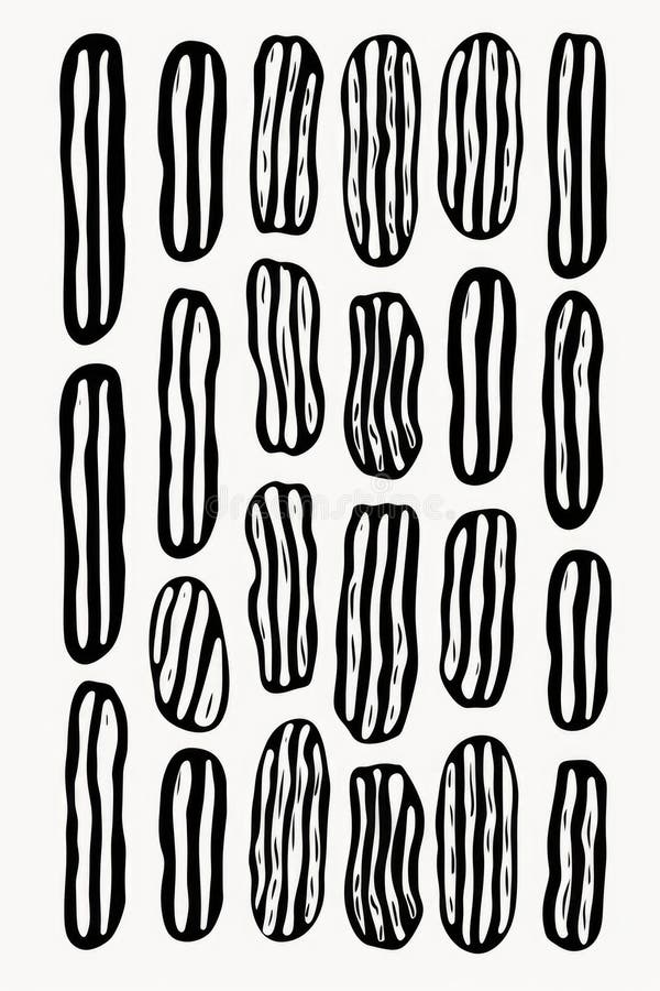 A Simple Black and White Drawing of Multiple Strips of Bacon. this ...