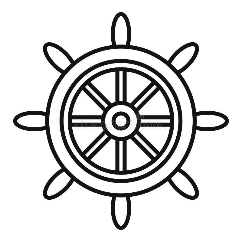 Ship Steering Wheel Drawing Illustration Stock Vector - Illustration of ...