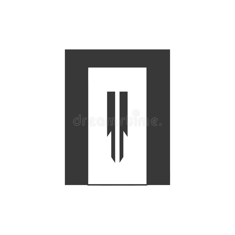 Simple Black and White Elevator Icon Stock Vector - Illustration of geometric, arrow: 345462201