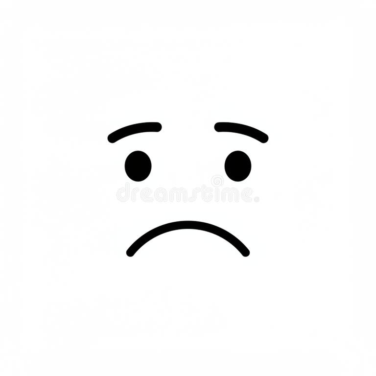 A Simple Black and White Emoticon with a Sad Expression. it Features ...