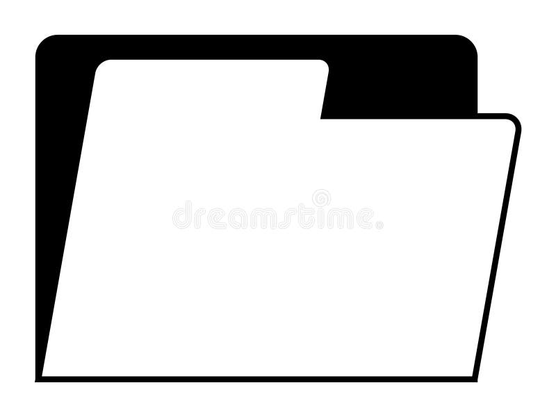 Simple Black and White File Folder. Classic Rectangular Design with Tab ...