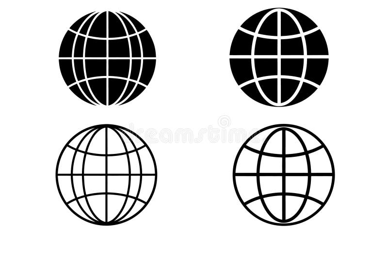 Simple Black and White Global Icons Stock Vector - Illustration of ...