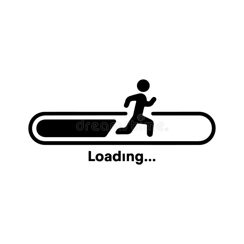 Fast Loading Icon with a Running Figure. a Simple, Black and White ...