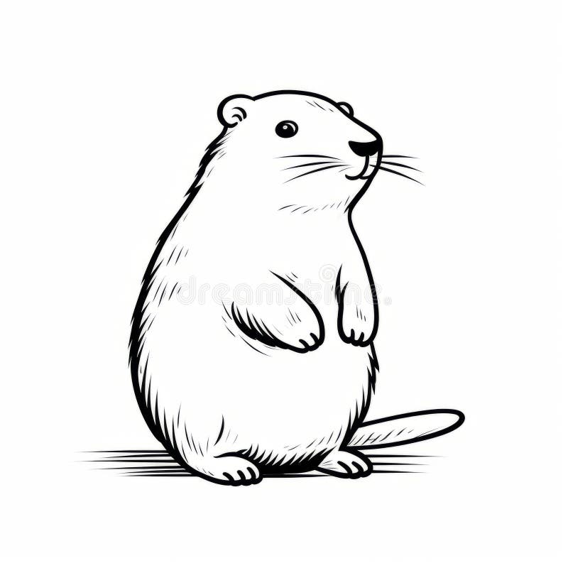 Simple Black and White Groundhog Drawing with Soviet Influence Stock ...