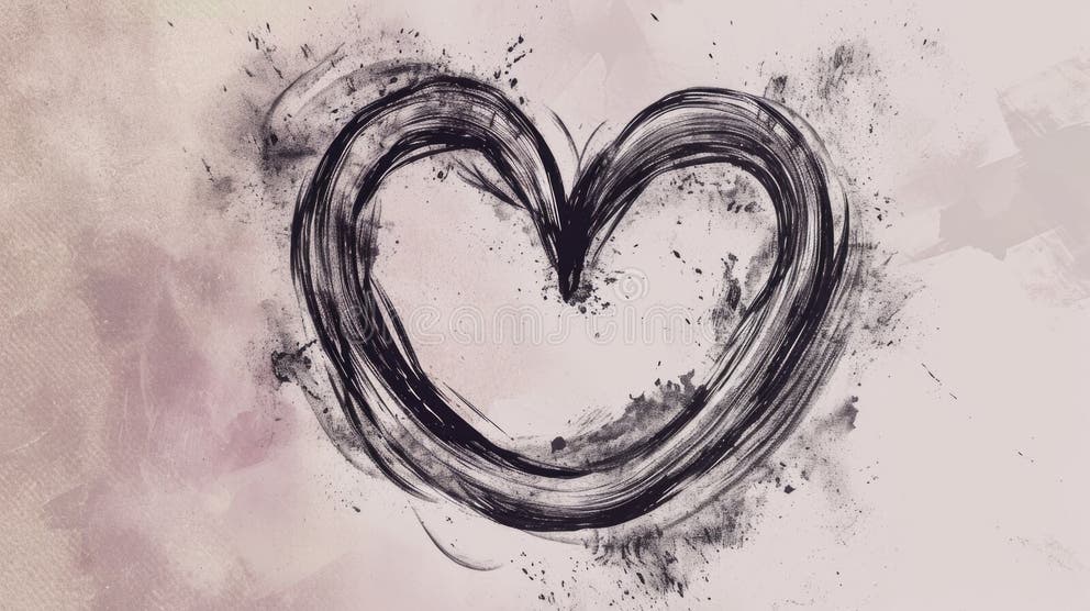 A Simple Black and White Heart Drawing. Suitable for Various Design ...