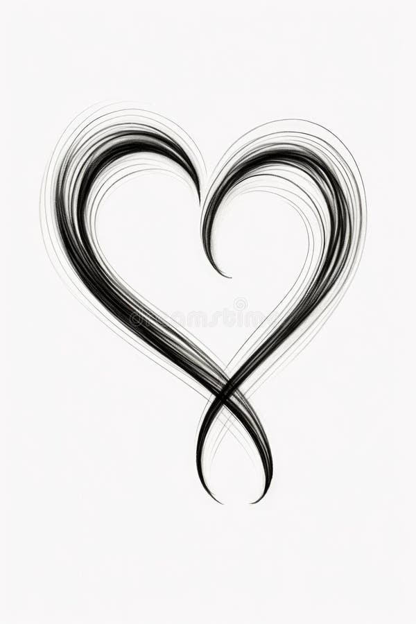 Simple Black and White Heart Drawing, Versatile for Various Projects ...